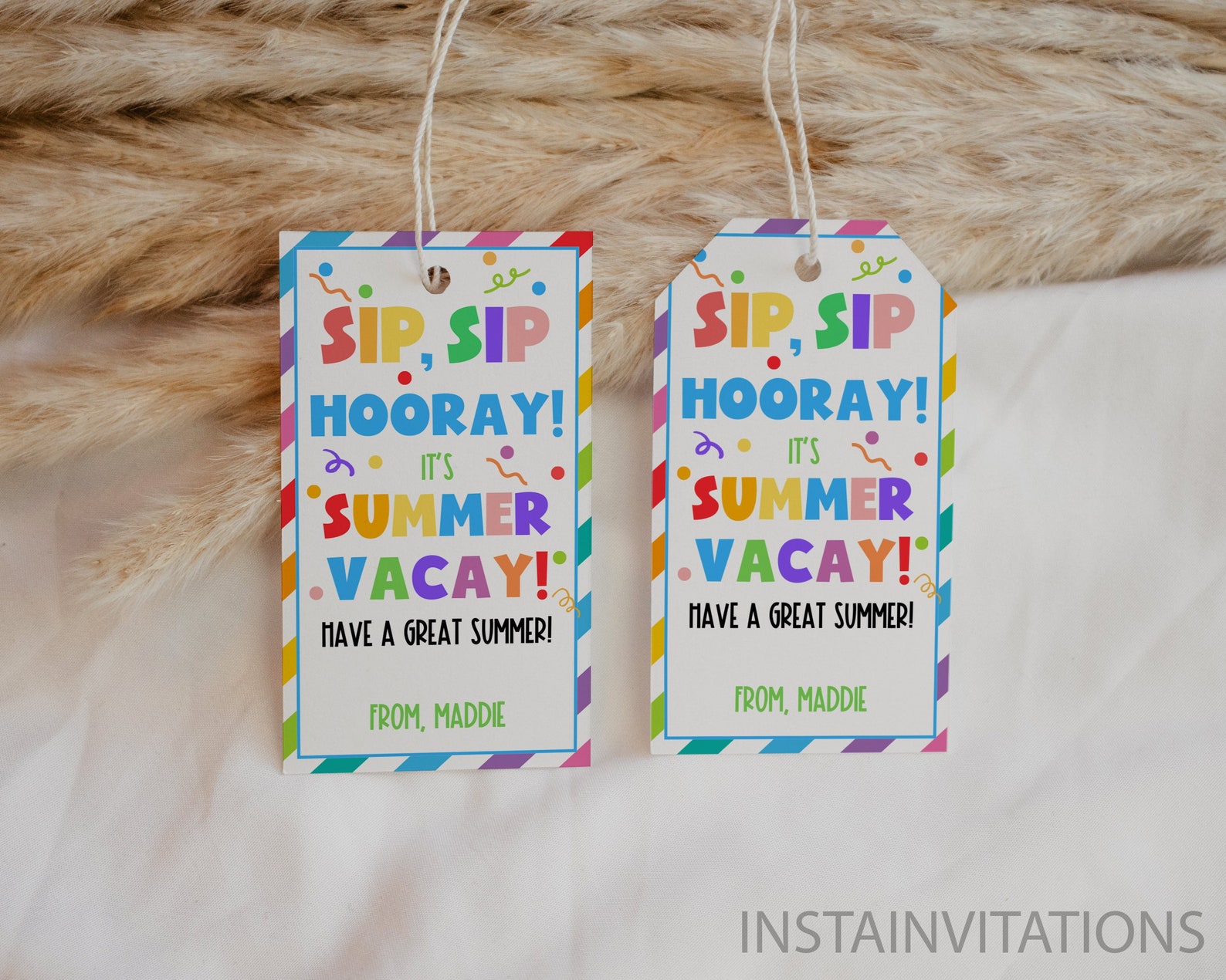 Printable End of School Year Summer Gift Tag, Thank You Sip Sip Hooray ...