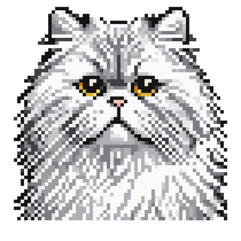 Silver Persian Cat Cross Stitch Pattern: Beginner Embroidery (PDF ...