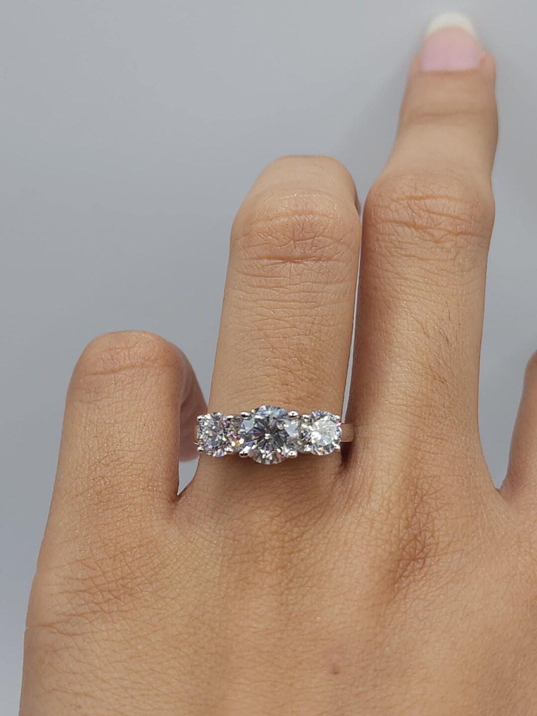 2 Carat Diamond Ring, 14K Gold 3 Stone Diamond Ring, IGI Certified Lab ...