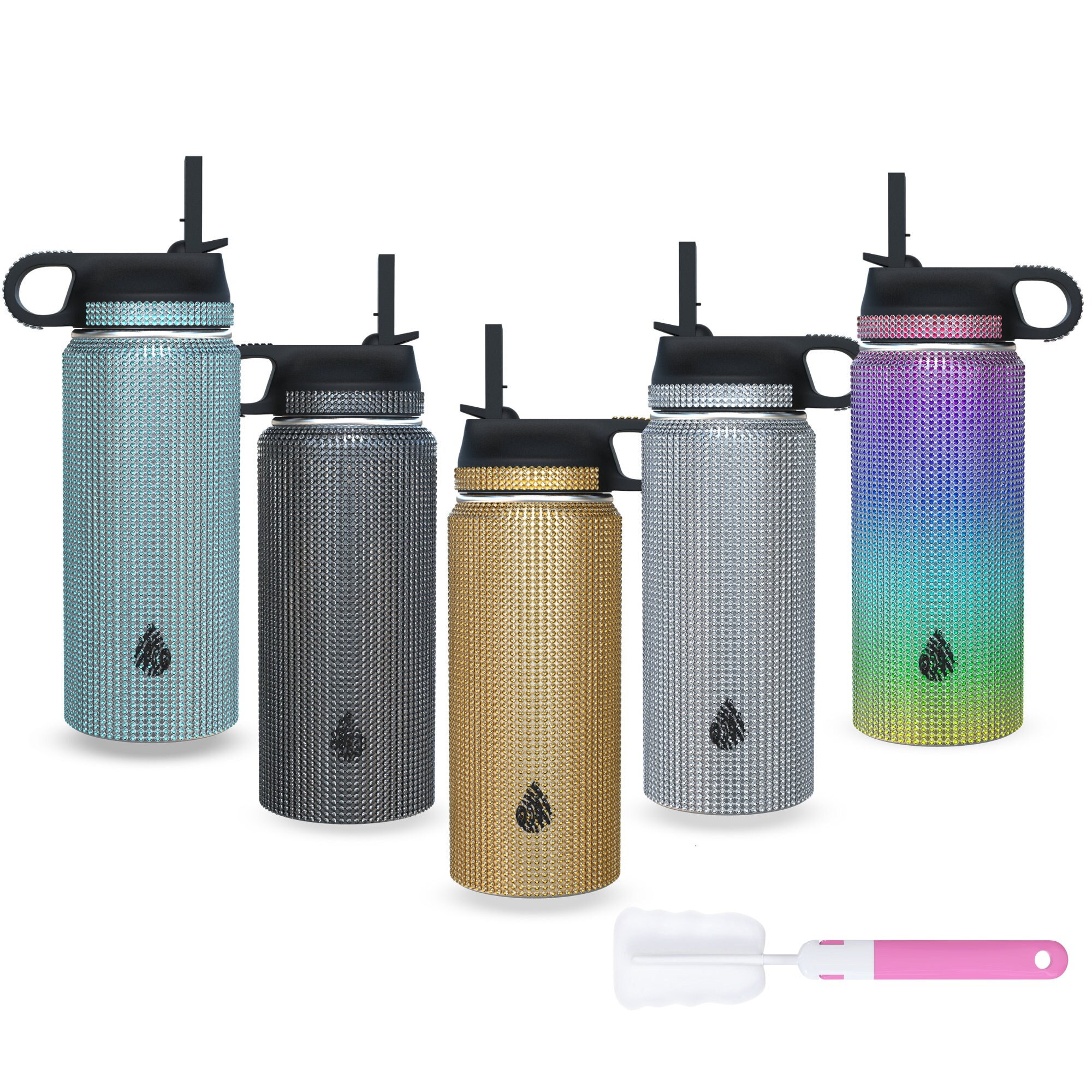 PANI Bottle Double Wall Insulated Stainless Steel Water Bottle W/ Straw ...
