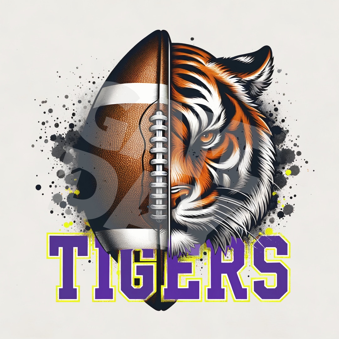 Purple & Gold Tiger Football Spirit PNG: Sublimation Design (digital ...