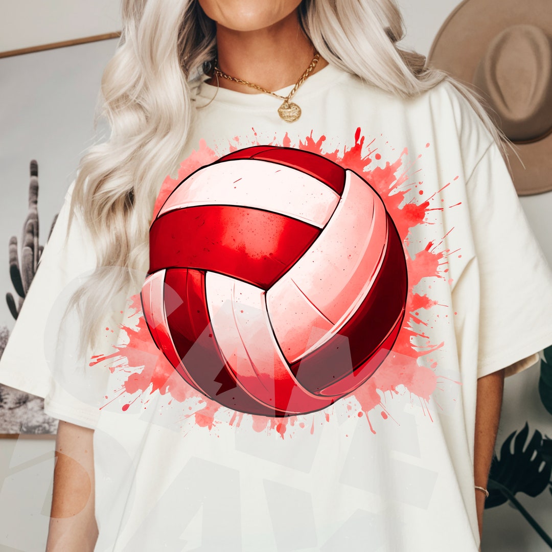 Red Volleyball Watercolor Grunge Sublimation Png Red Volleyball Team ...