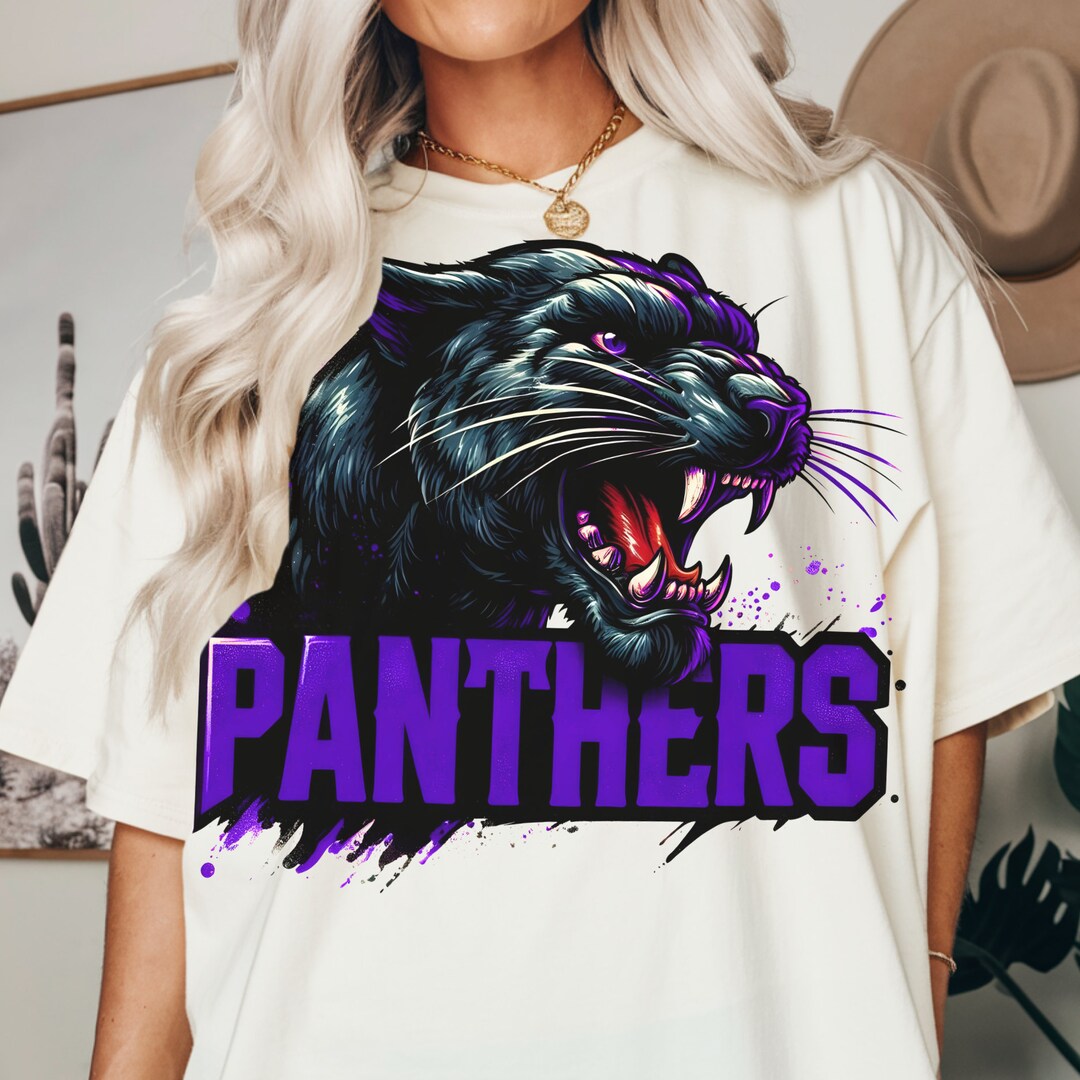 Purple Panther Mascot Sublimation Design L Panther Shirt PNG Panther ...
