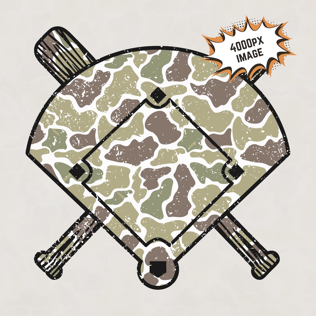 Camo Baseball Diamond PNG: Crossed Bats Sublimation Design (digital ...