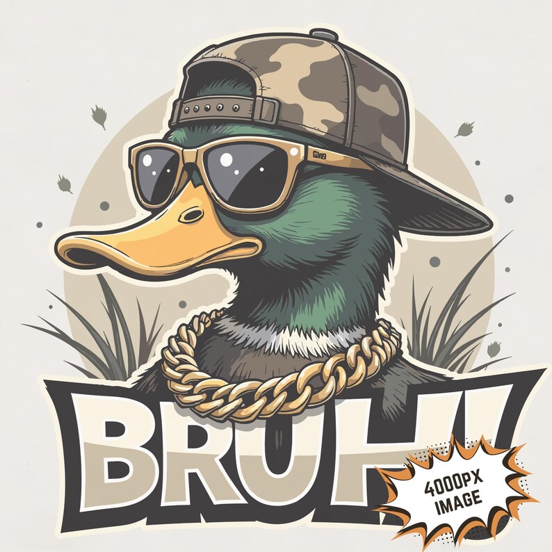 Funny Duck Bruh PNG: Cap and Shades Sublimation Print (digital Download ...