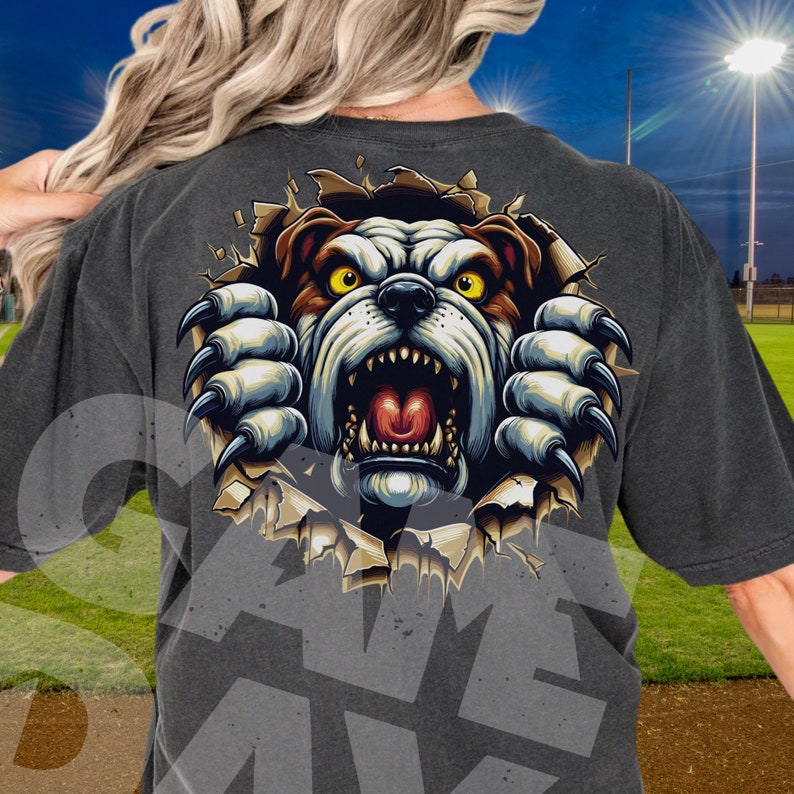 Angry Bull Dog Torn Rip Png Bull Dog Breakthrough Shirt Design PNG Bull ...
