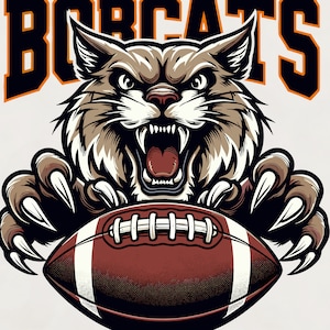 Bobcats Football Mascot PNG: Orange Bobcats Shirt Sublimation Design ...