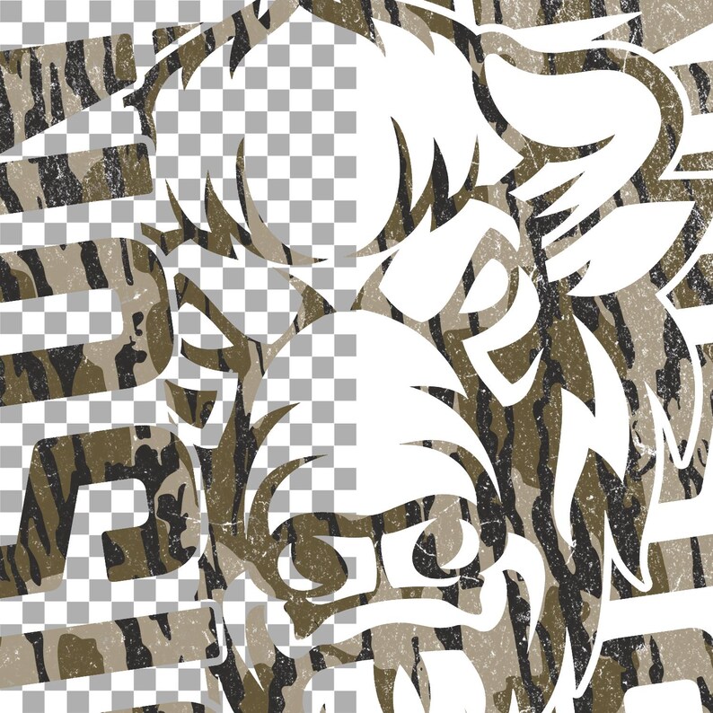 Camo Bison PNG: Sublimation Design, Bison Head Print File (digital ...