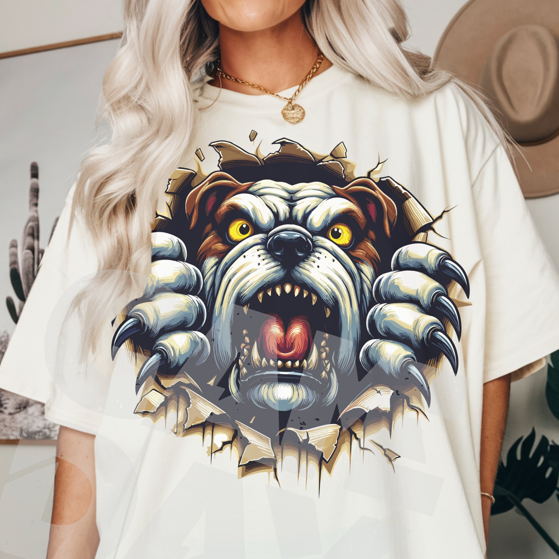 Angry Bull Dog Torn Rip Png Bull Dog Breakthrough Shirt Design PNG Bull ...