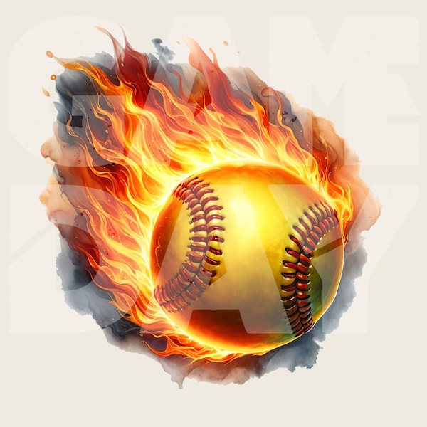 Flaming Softball - Etsy