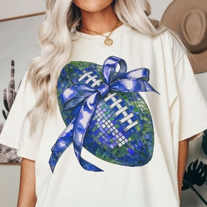 Blue Coquette Football With Bow Png Sublimation Design Image for Tees ...