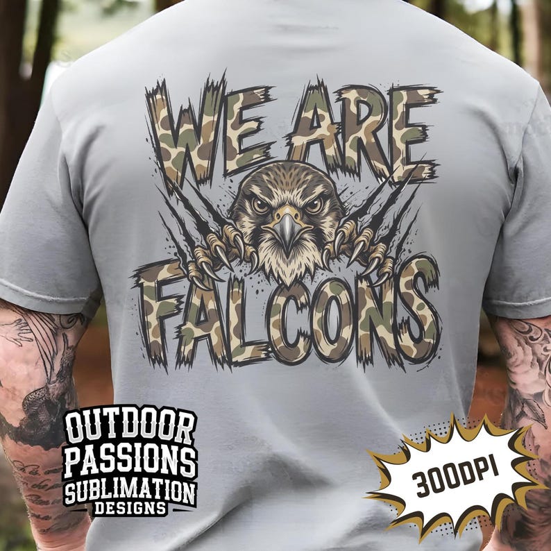 We Are Falcons PNG : Camo Team Mascot School Spirit Sublimation File ...