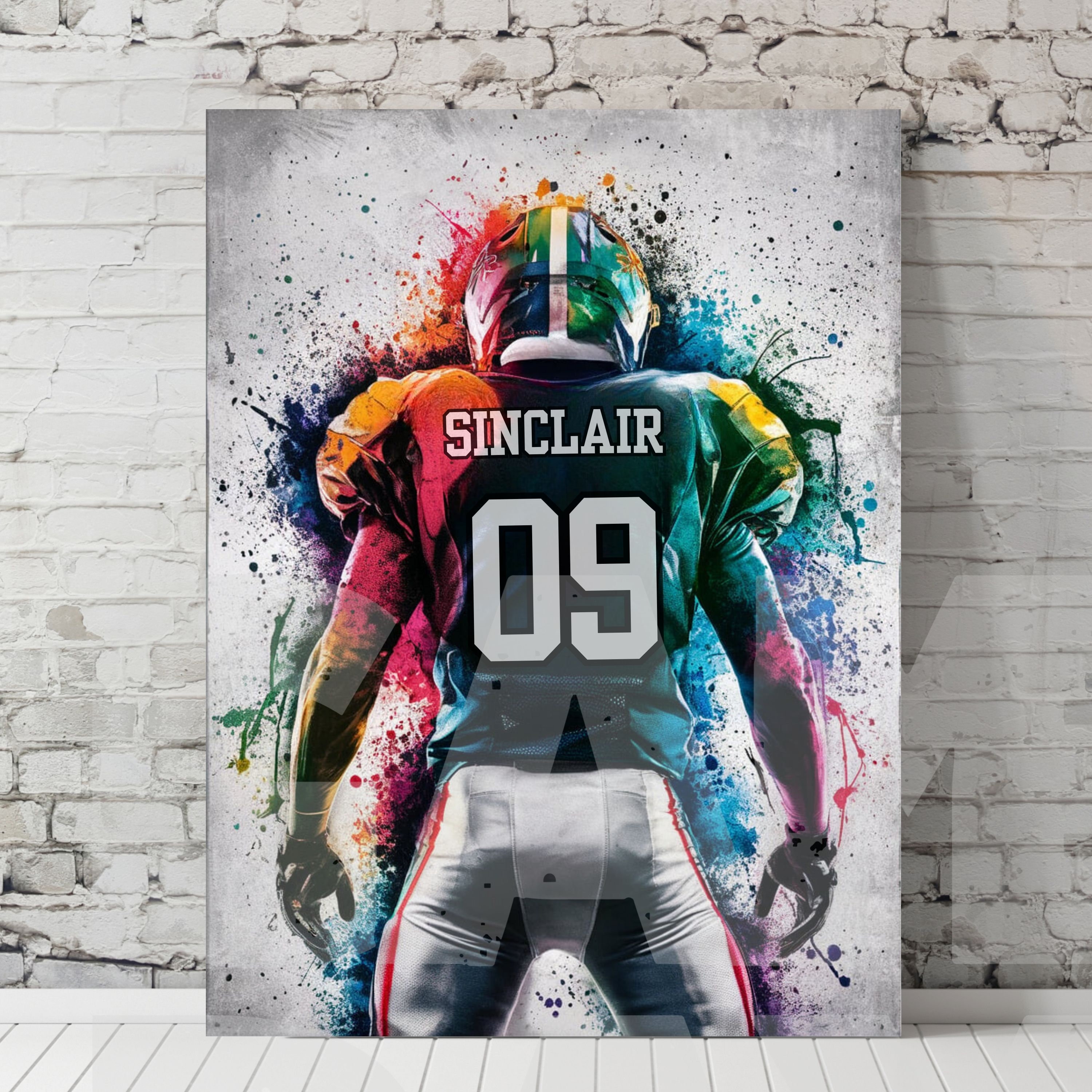 Personalized American Football Wall Art Print, Set of 3 Custom Football ...