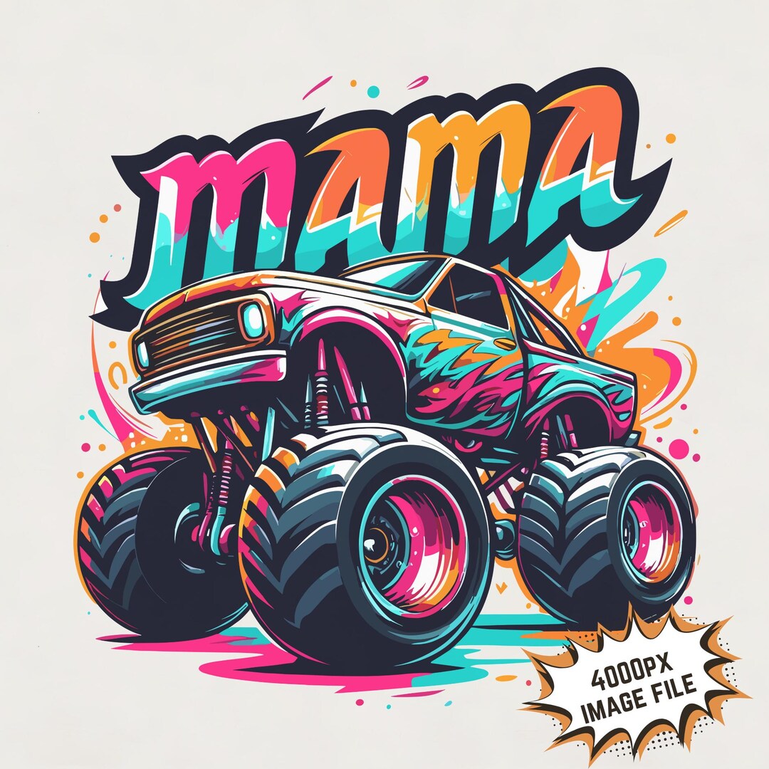 Vibrant Mama Monster Truck Png, Women Monster Truck Image | Digital ...