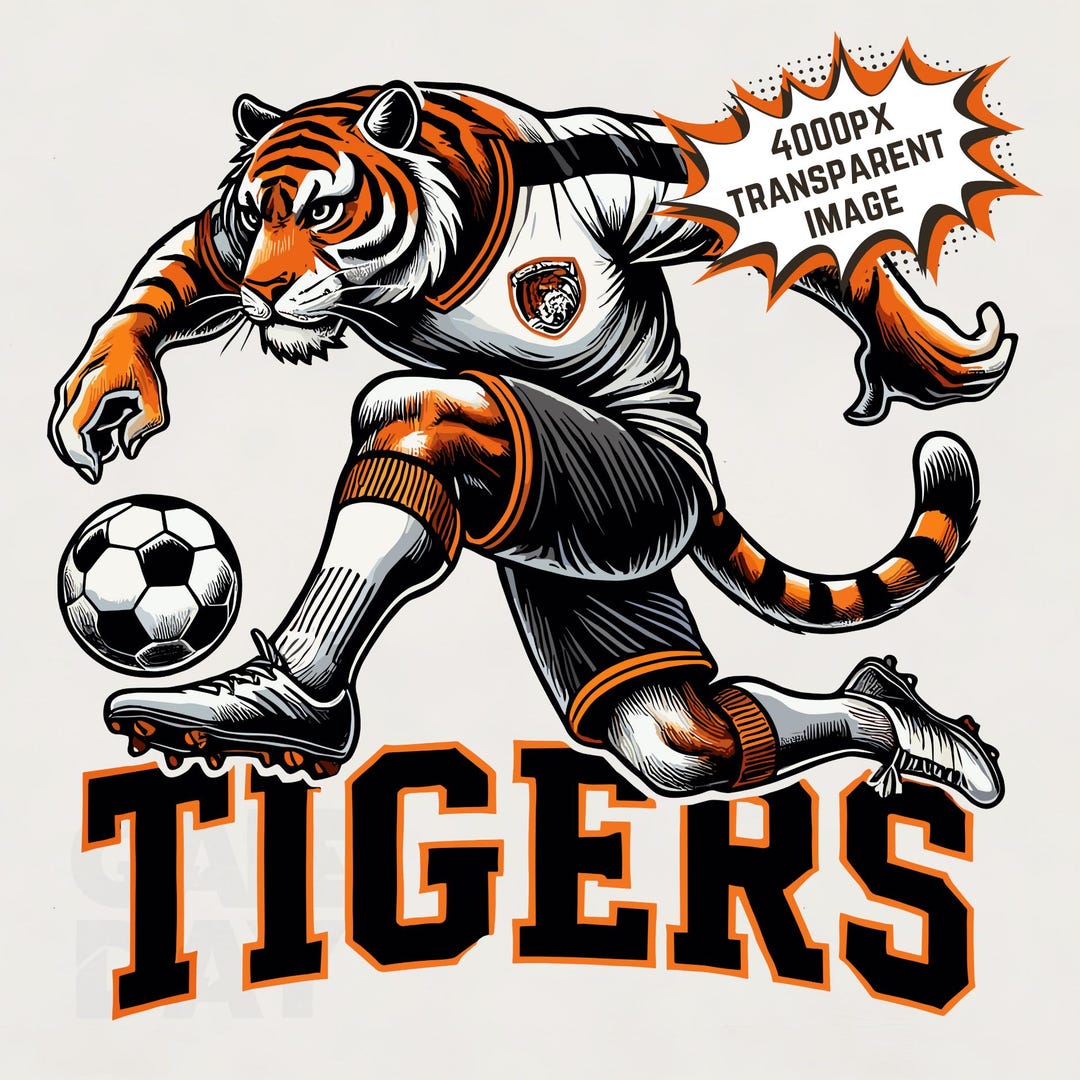 Orange and Black Tiger Spirit PNG Tigers Soccer PNG Tigers Mascot Png ...