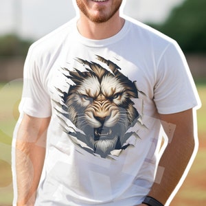 Lion Scratch Png | Lion Tearing Through Shirt Design L Lion Shirt PNG ...