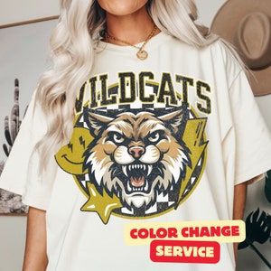 Vintage Retro Wildcats Mascot Design for Sublimation on T-shirts Hoodies, Mugs, Caps ...