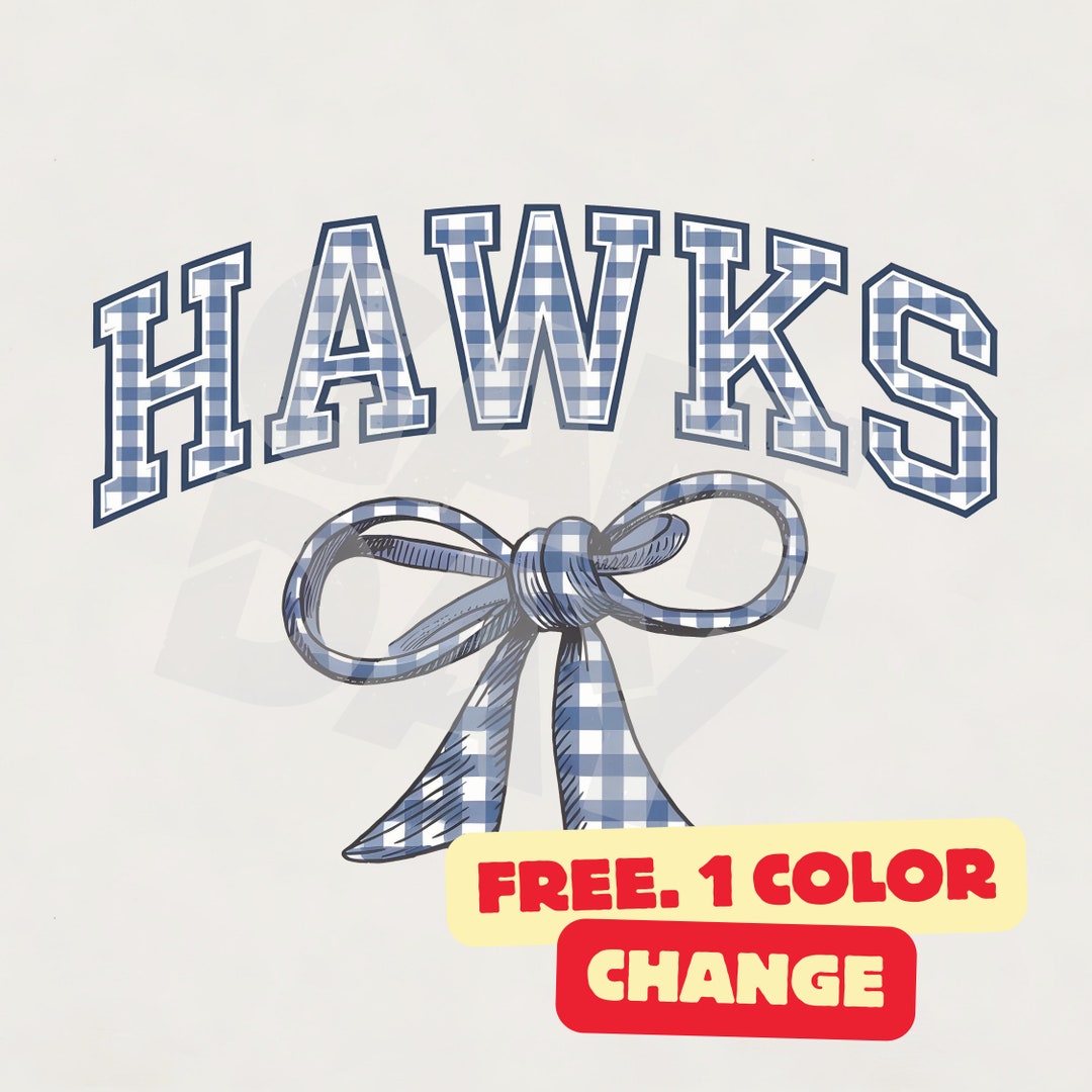 Blue Hawks Spirit Bow PNG, Coquette Bow Hawks Shirt PNG, Hawks Gingham ...