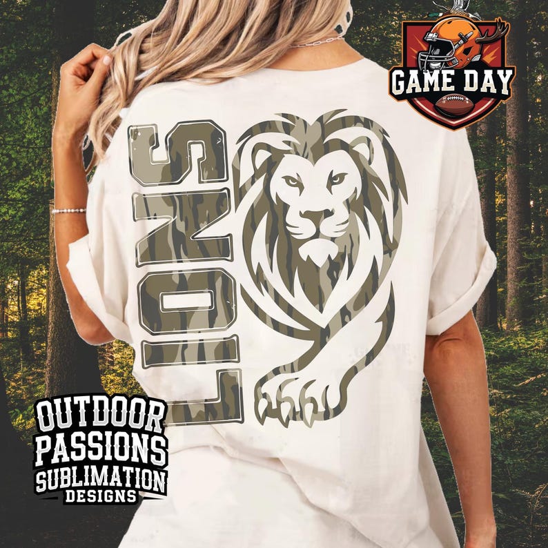 Camo Lions Png, Camo Lions School Shirt Design | Lions Spirit PNG ...