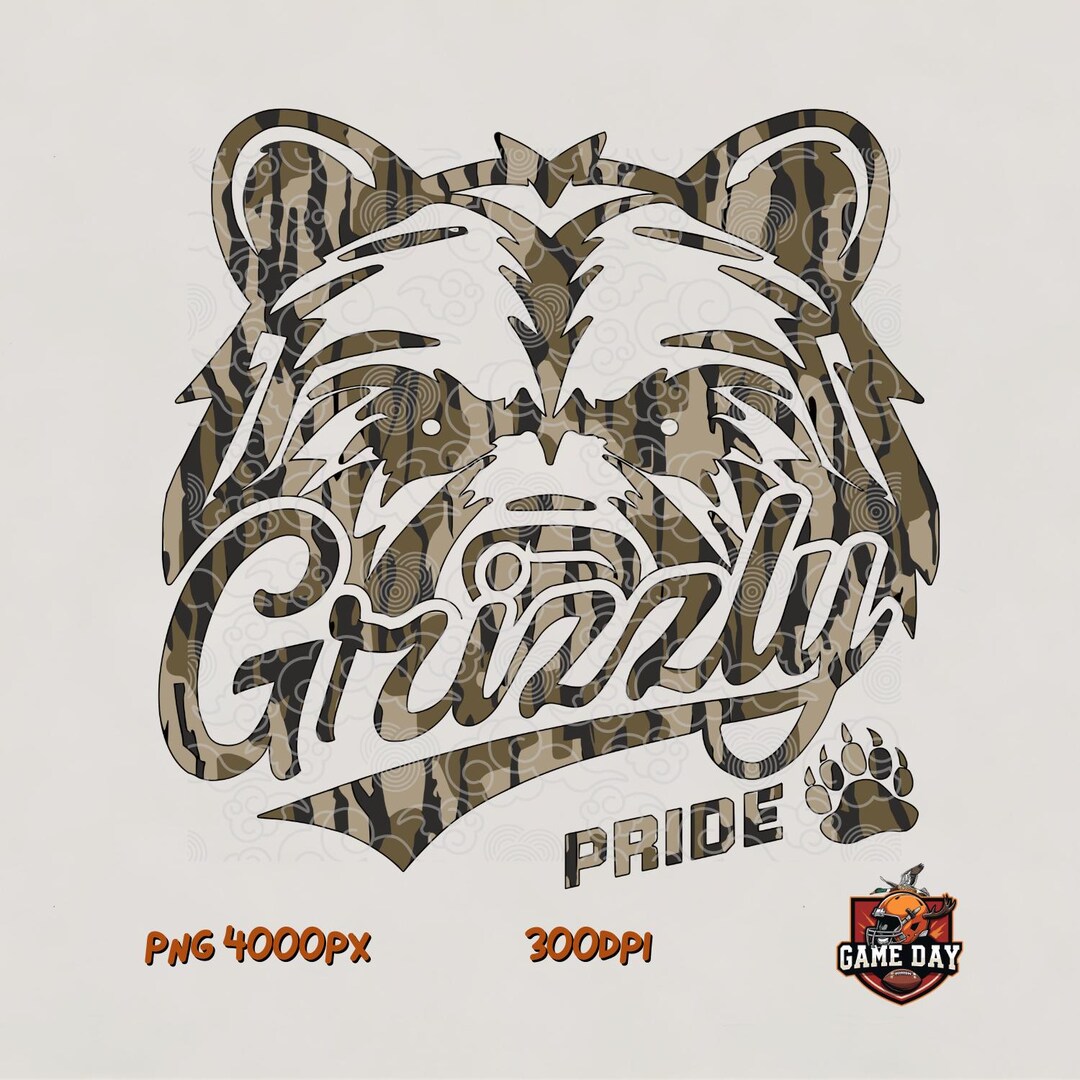 Grizzly Pride PNG | Grizzlies Camo Png, Bears Head T-shirt Sublimation ...