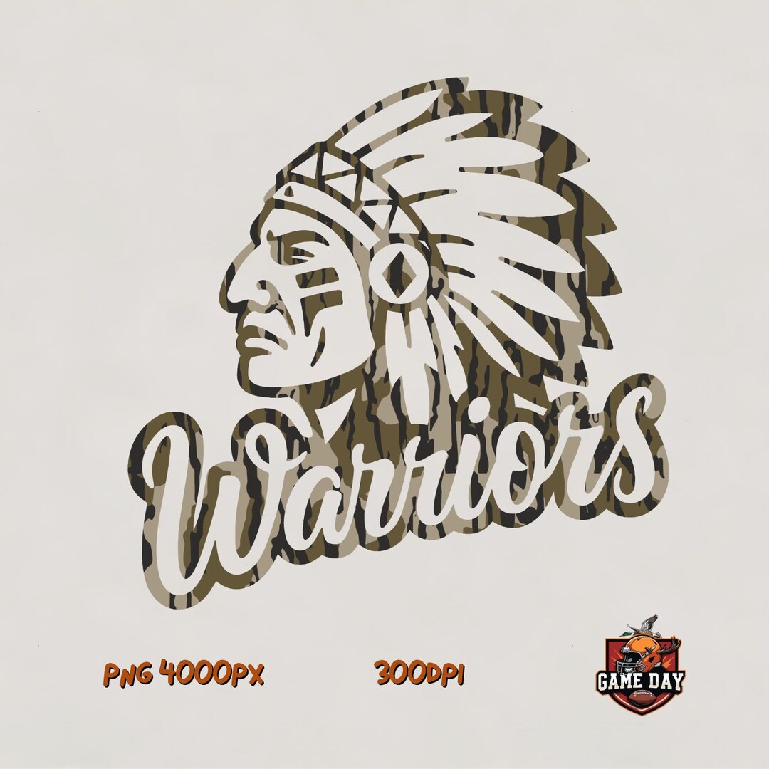 Warriors Mascot PNG: Camo Indian Chief Design (digital Download) - Etsy