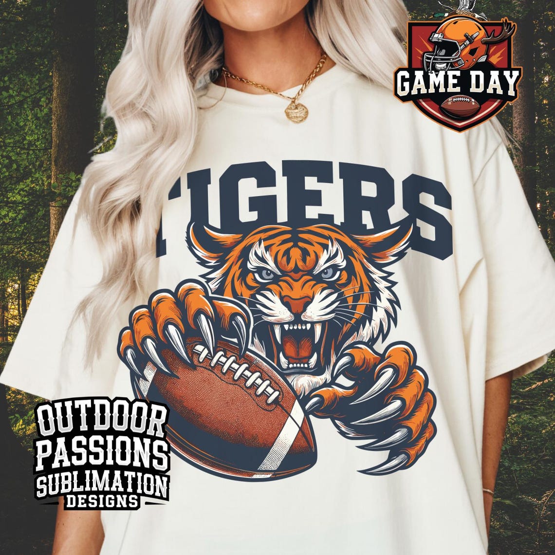 Tigers Football PNG | School Mascot Logo for Sublimation Print. - Etsy