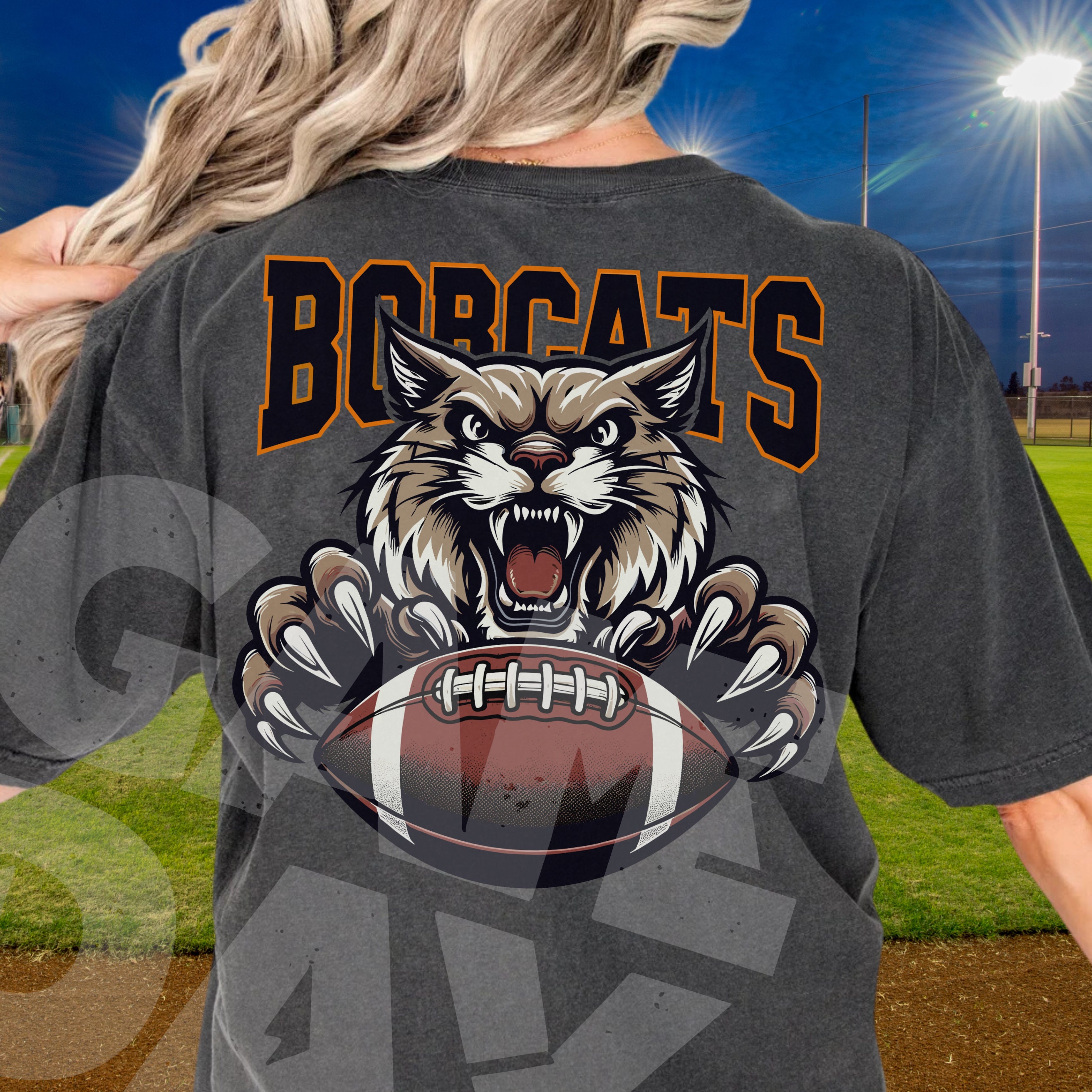 Bobcats Football Mascot PNG: Orange Bobcats Shirt Sublimation Design ...