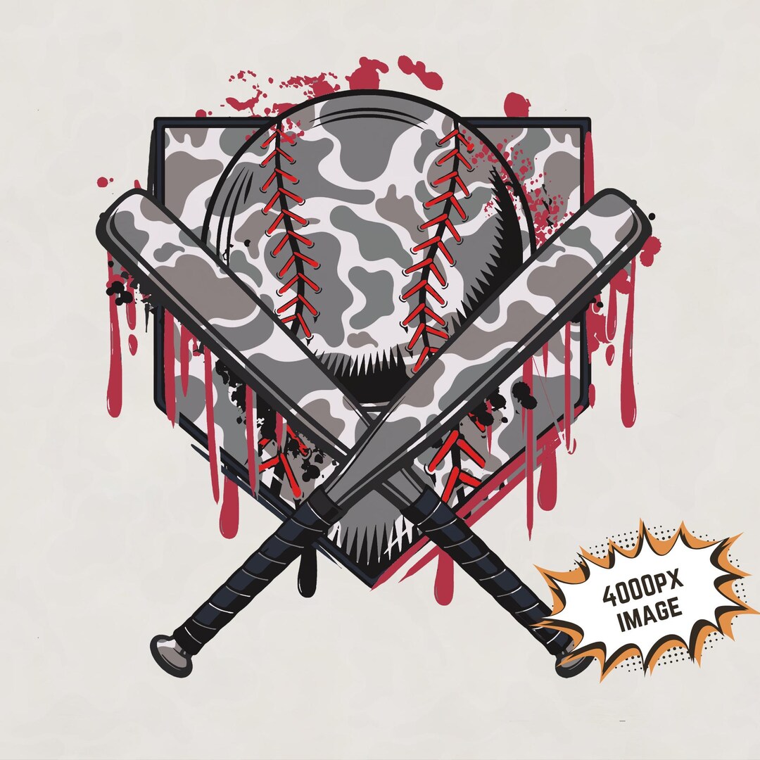 Camo Baseball Home Plate & Bats PNG: Sublimation Design (digital ...