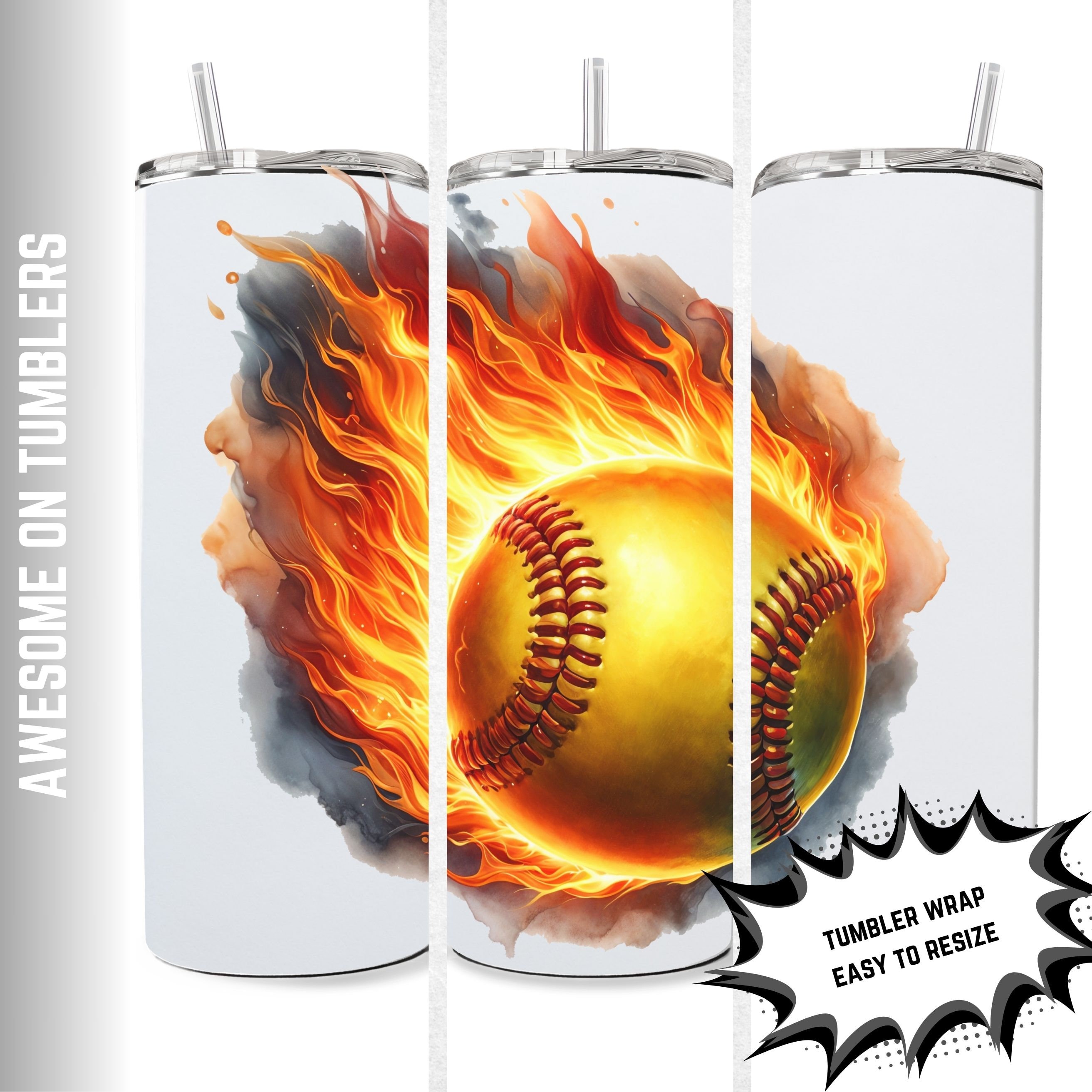 Flaming Softball PNG: Retro Sublimation Design (digital Download) - Etsy