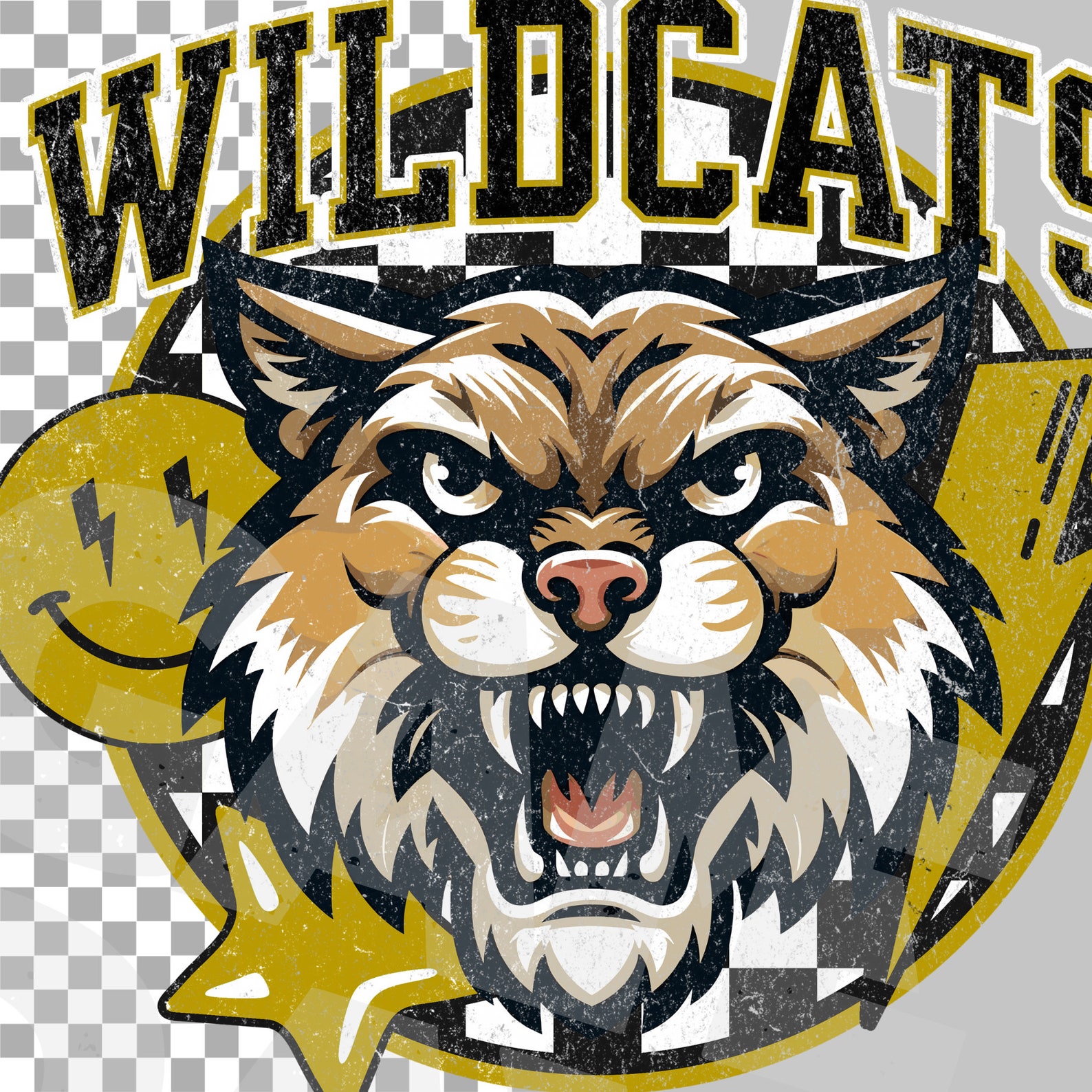 Vintage Wildcats Mascot PNG: Retro Sublimation Design (digital Download ...