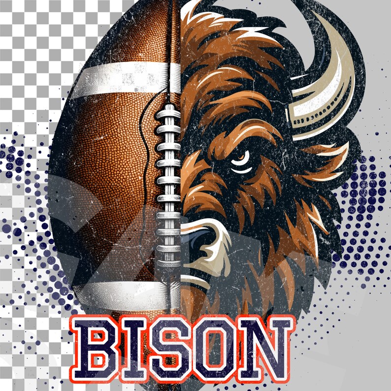Bison Football Shirt PNG: Mascot Sublimation Design (digital Download ...