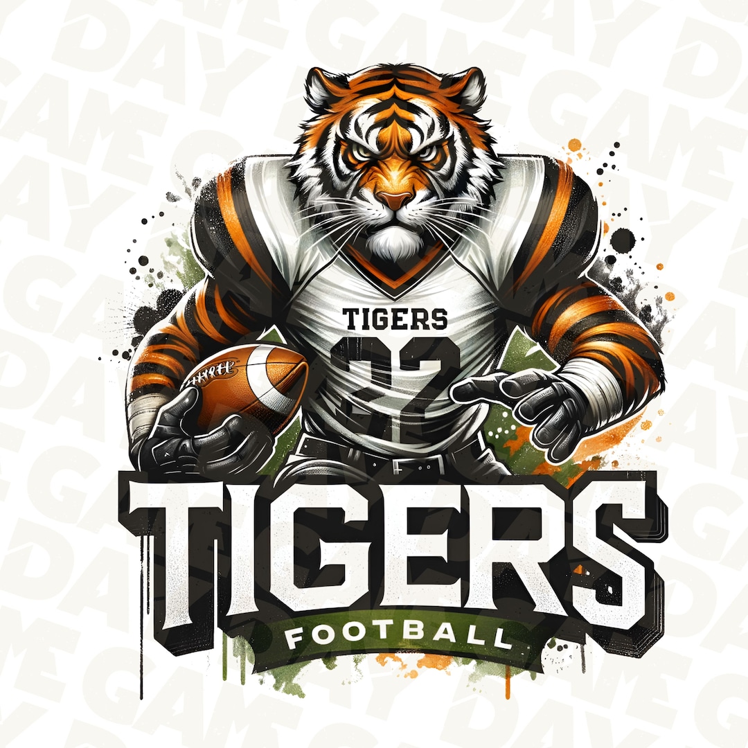 Tiger Football Mascot PNG: T-shirt Sublimation Design (digital Download ...
