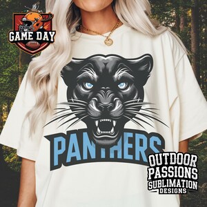 Carolina Blue Panther Mascot Png, Panther Football Png, Panther Shirt PNG Sublimation Design ...