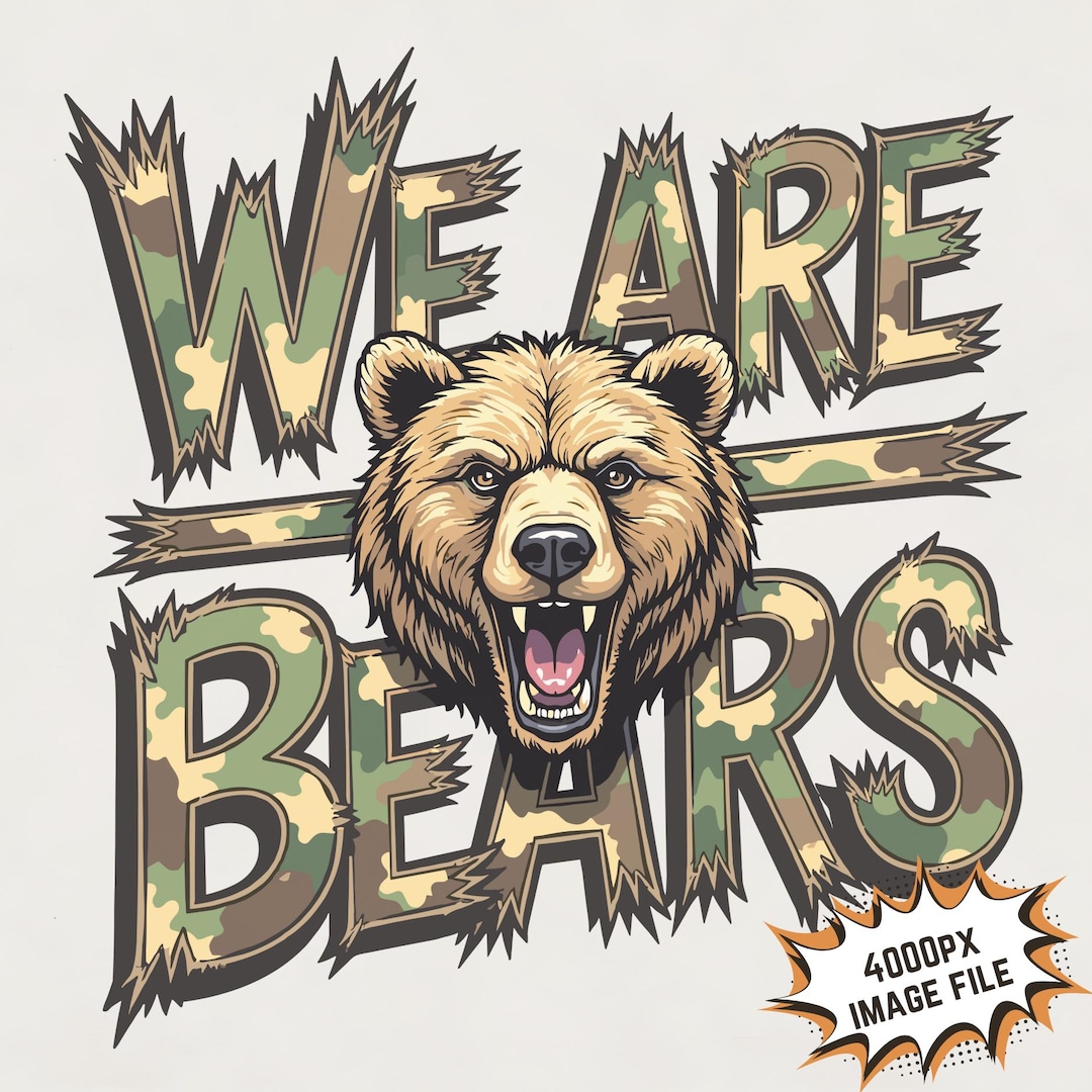 We Are Bears Png | Camo Bears Shirt PNG | Bears Head T-shirt ...