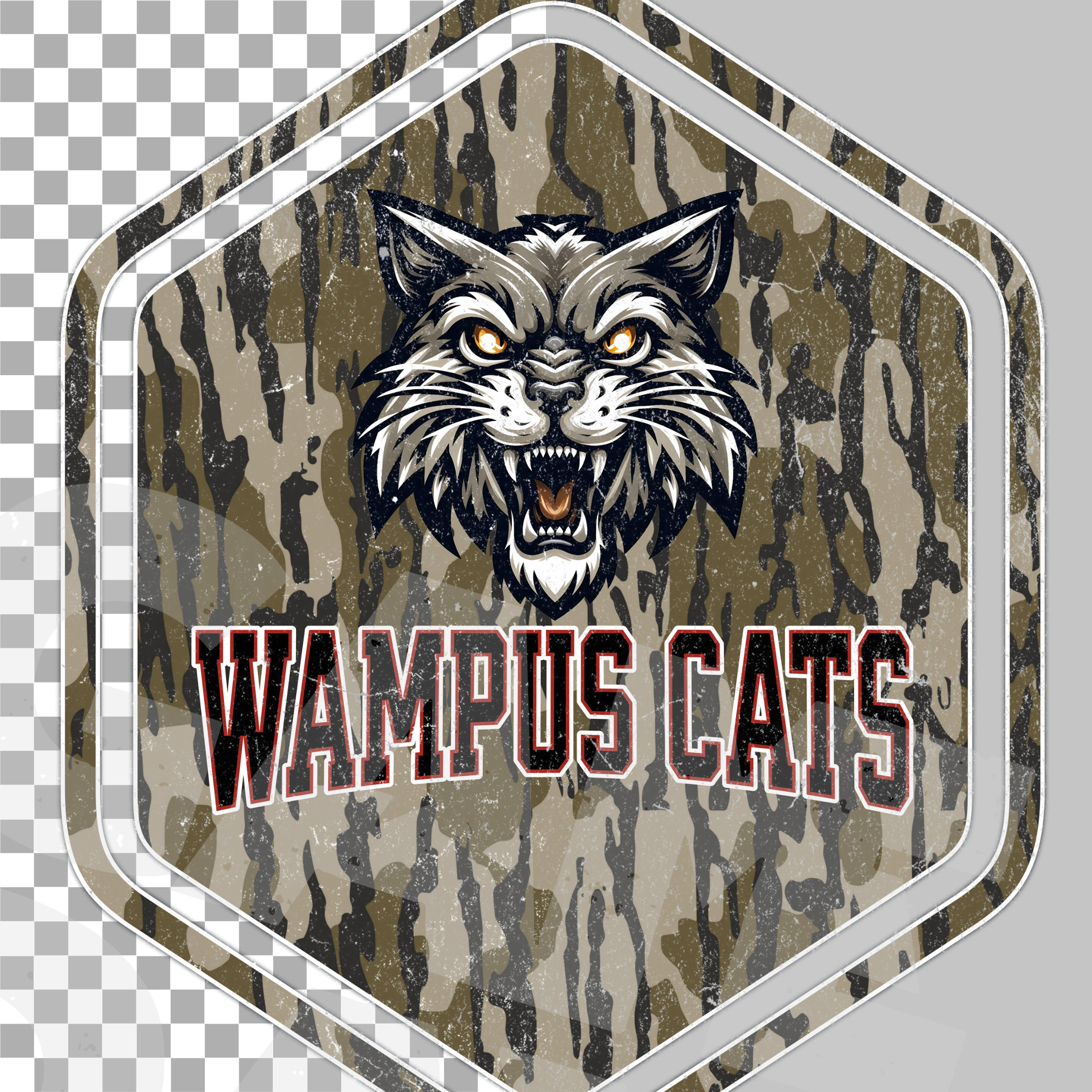 Camo Wampus Cats Mascot Png, Wampus Cats Mascot Png, Camo School Mascots Png Sublimation Dtg ...