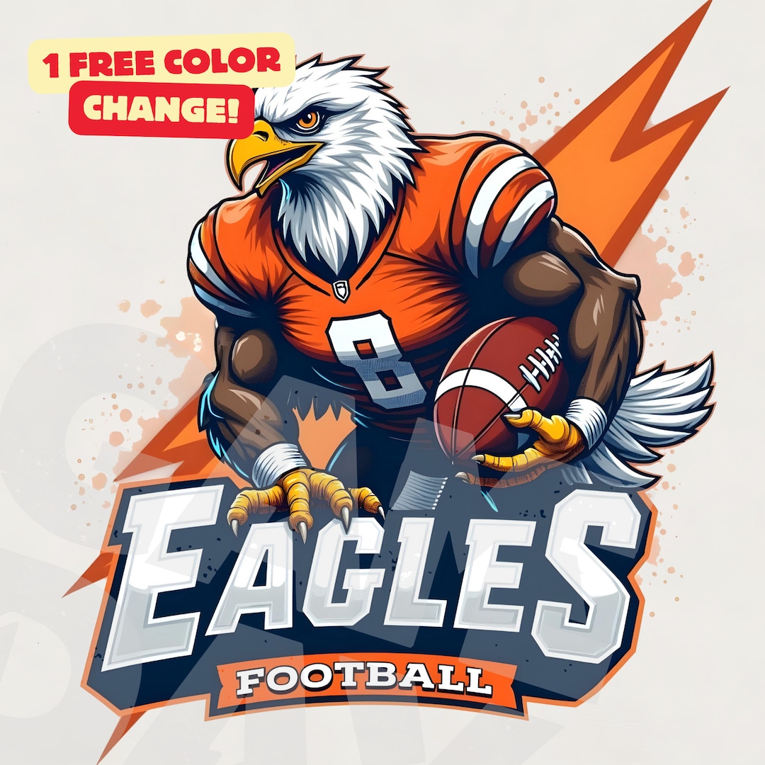 Orange Eagle Football Team Logo Eagle Shirt PNG Eagles Team Mascot Png Eagle Spirit PNG Eagle ...