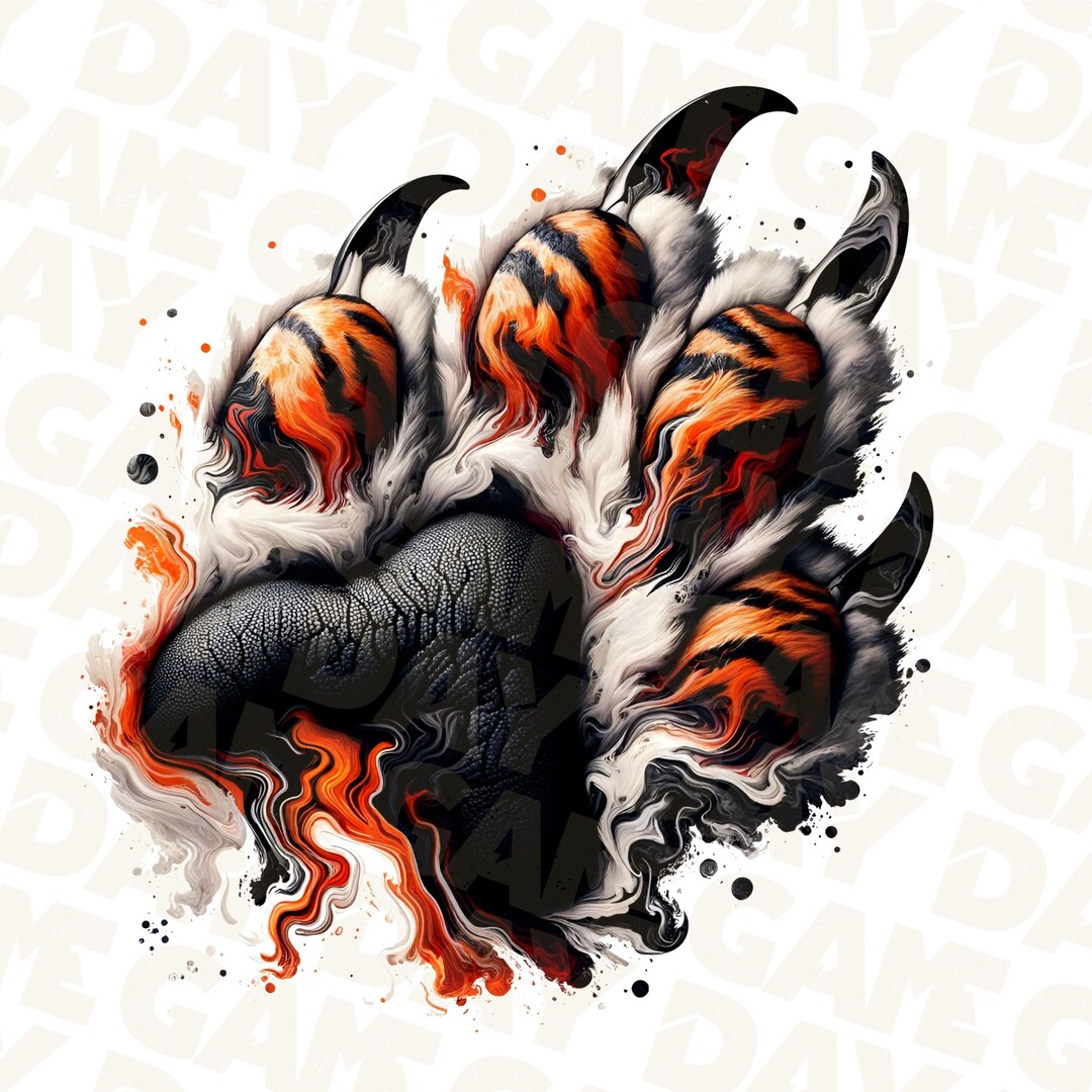 Tiger Paw Clipart: Mascot Graphic, Football Design (PNG Digital ...