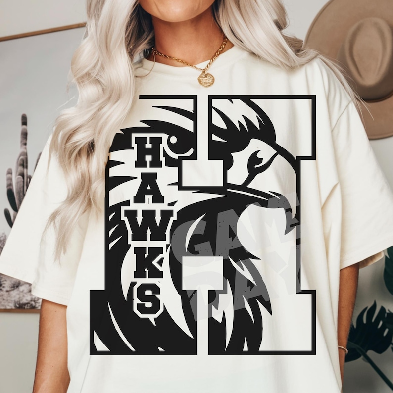 Hawks Mascot Design: Head Monogram PNG, SVG Cut File - Etsy