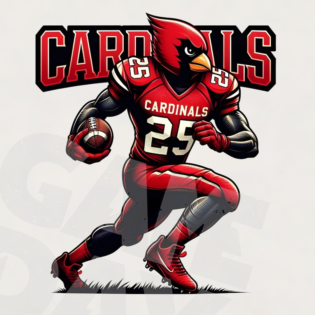 Cardinals Football Mascot PNG: T-shirt Sublimation Design (digital ...