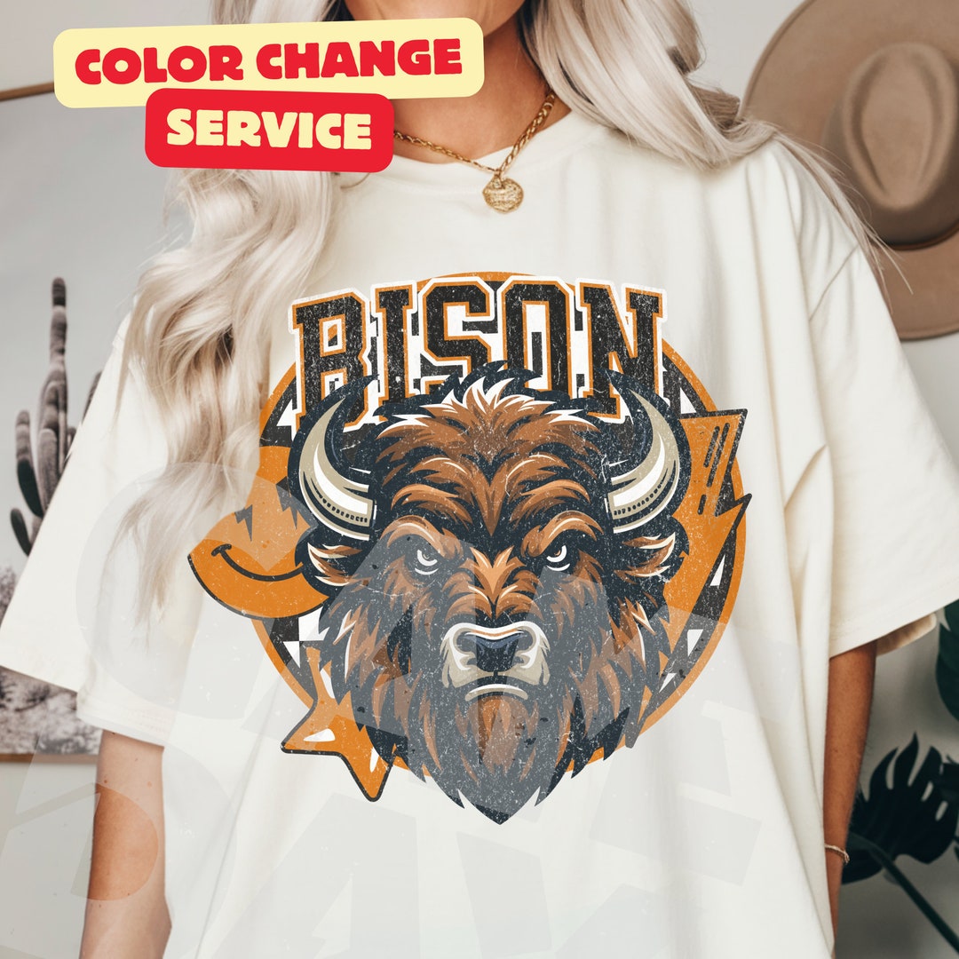 Orange Bison Spirit PNG | Bison Mascot Png | Bison Football Sublimation ...
