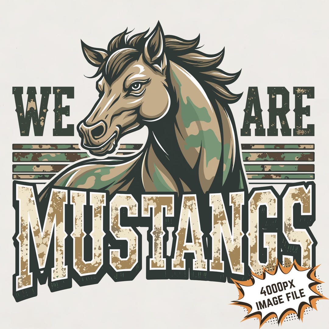 Camo Mustangs PNG: School Spirit Design (digital Download) - Etsy