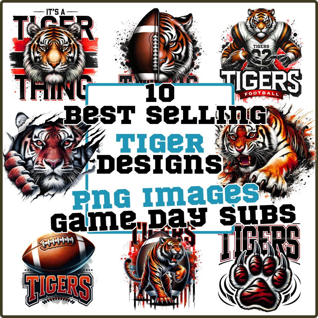 Red Football Tiger Mascot PNG Bundle: T-shirt Sublimation Design ...