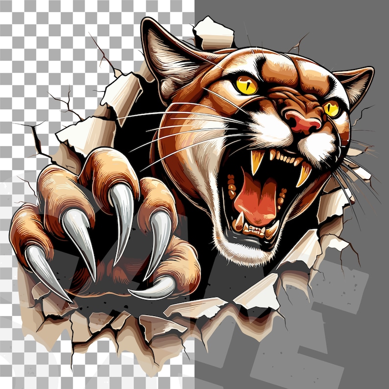 Angry Cougar Scratch PNG: Mascot Shirt Design (digital Download) - Etsy