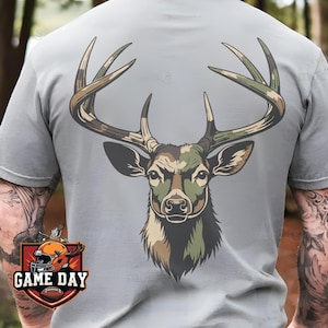 Camo Deer Head PNG: Hunting Buck Silhouette Sublimation (digital ...