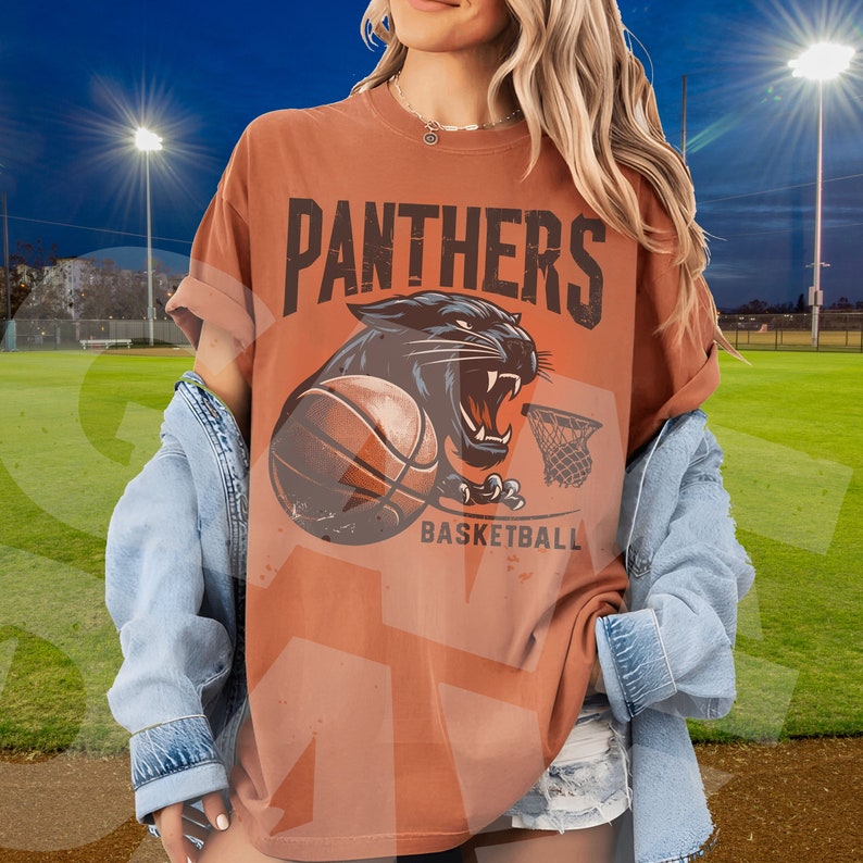 Panther Basketball Mascot PNG: School Spirit Shirt Design (digital ...