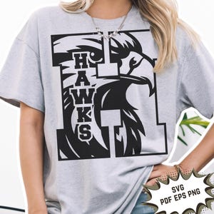 Hawks Mascot Design: Head Monogram PNG, SVG Cut File - Etsy