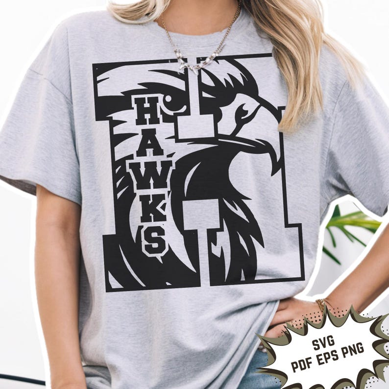 Hawks Mascot Design: Head Monogram PNG, SVG Cut File - Etsy