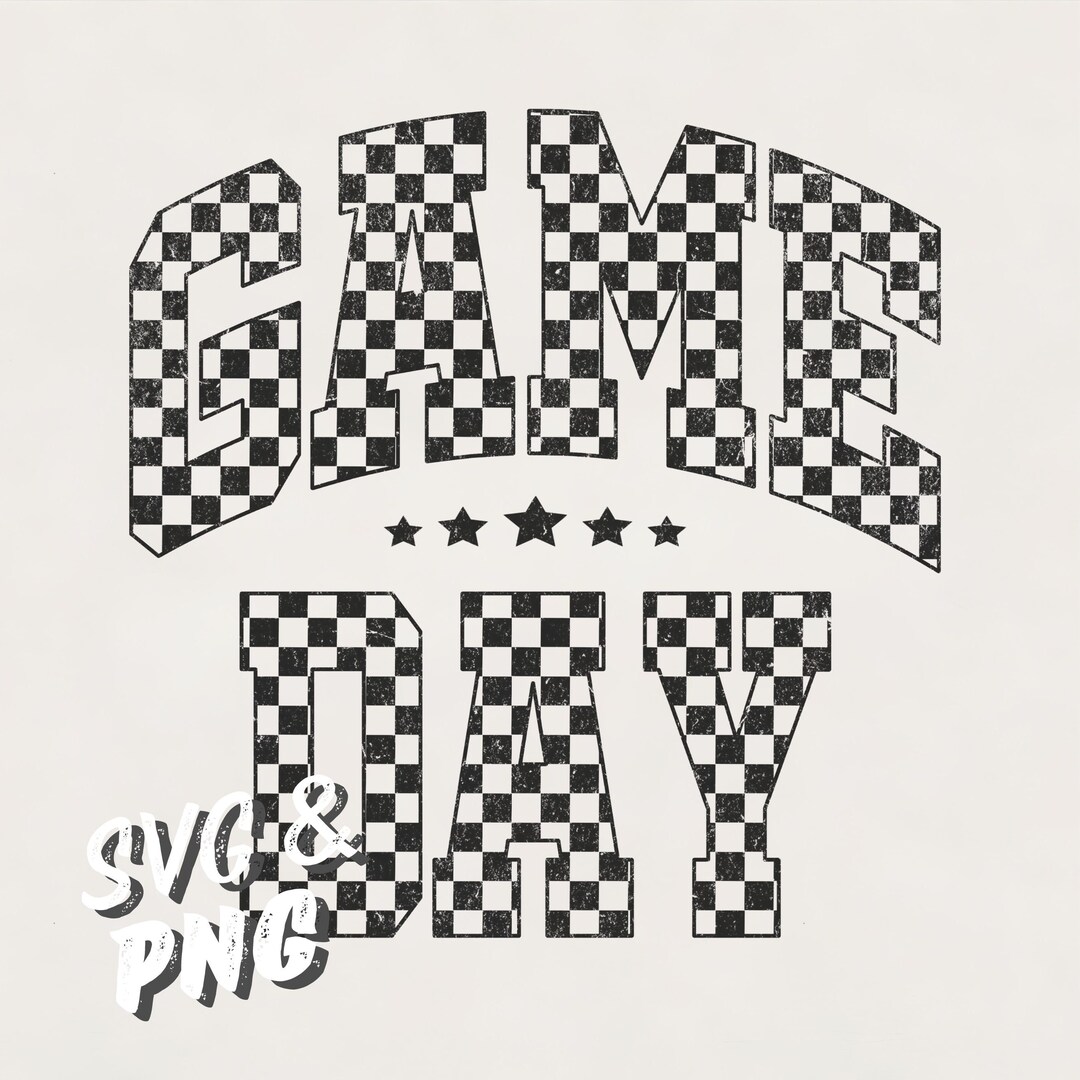Grunge Checked Game Day Shirt Png, Retro Checkered Game Day Png Svg, Game Day Checkered School ...