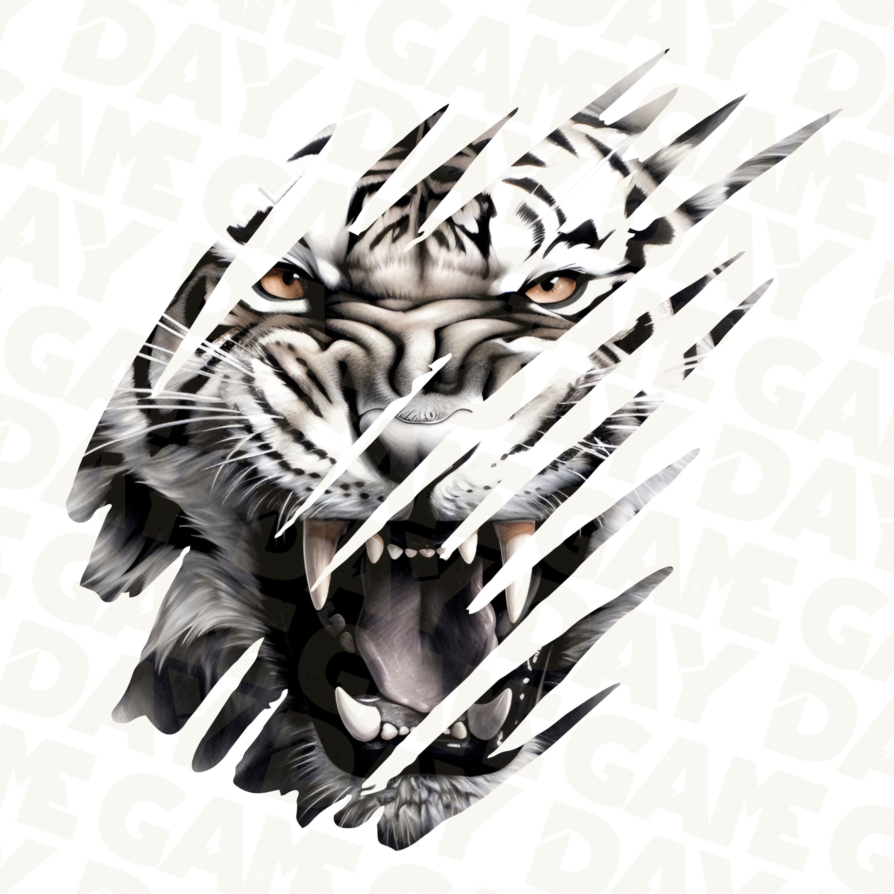 White Tiger Scratch PNG Tiger Game Day Shirt Design L Tiger Spirit PNG ...