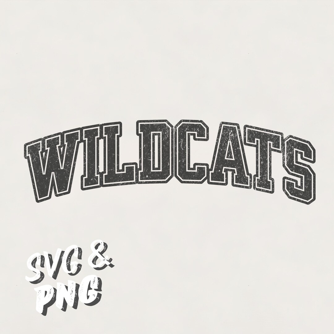 Grunge Wildcats Mascot Png, Retro Varsity Wildcats School Mascot Text ...